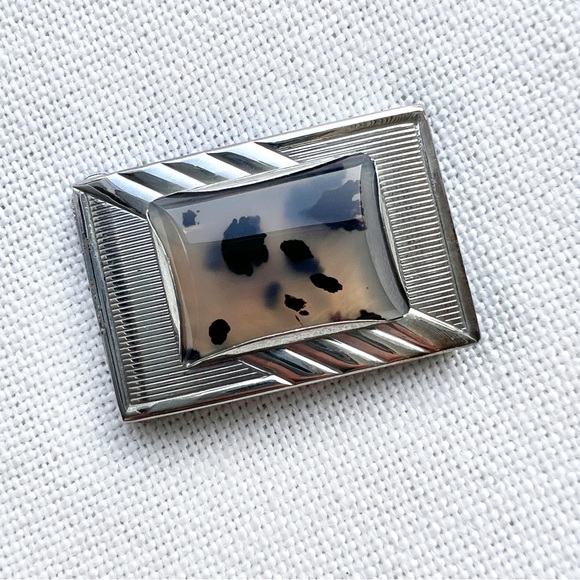 Vintage | Accessories | Vintage Moss Agate Maco Silver Brass ...